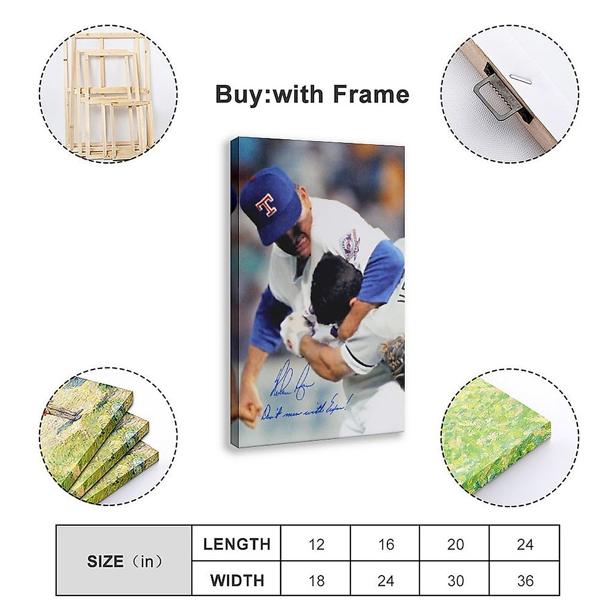 Nolan Ryan Baseball Playe20 Canvas Poster Wall Art Decor Print Picture Paintings for Living Room Bedroom Decoration Frame: Frame:12x18inch(30x45cm)