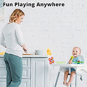 Tiyol Suction Cup Spinners, Baby Bath Toys 6-12-18 Months, Window Travel Toys for Toddler 1 2 3 Years Old, Fun Birthday for Infant Boys Girls (3 PCS)