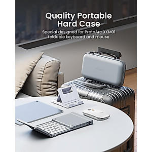ProtoArc Foldable Keyboard and Mouse, XKM01 True Full-Size Folding Keyboard Mouse Combo for Business and Travel, 2.4G+Dual Bluetooth Portable Mouse Keyboard for Laptop iPads Tablets - White