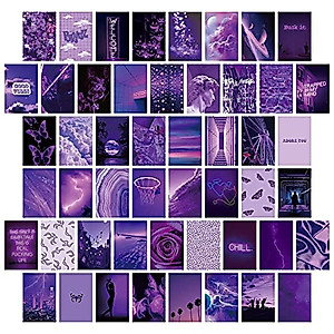 Muybien Purple Wall Collage Kit Aesthetic Pictures for Wall Aesthetic 50pcs 4x6 Inch Vintage Photo Pictures for Room Decor