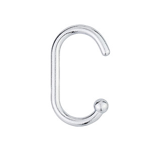 Splash Home Decorative Aluminum C-Shaped Shower Curtain Hooks, Smooth-Glide, Rust-Resistant, Set of 12 - Chrome