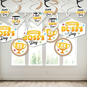 Big Dot of Happiness Happy Boss’s Day - Best Boss Ever Hanging Decor - Party Decoration Swirls - Set of 40