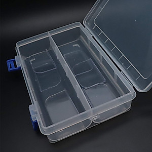 Xiaoyztan 8 Grids Plastic Storage Box with Removable Divider Case for Electronics Jewelry Sewing Tool Gadgets