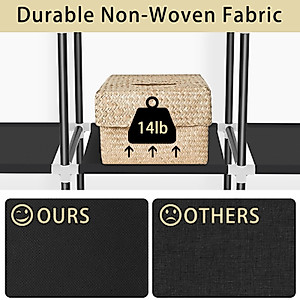 LOKEME Portable Closet, Black Wardrobe Closet Organizer with Cover, Portable Closets for Hanging Clothes 65.4x17.4x64.4 inch,4 Hanging Rods and Shelves, Large Capacity for Bedroom, Living Room