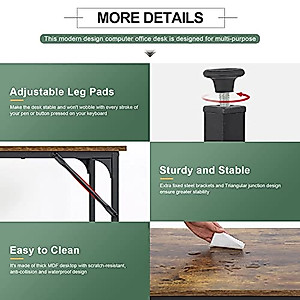 YYkokocat Computer Desk, 35'' Study Writing Table with Metal Legs, Save Space & Easy Assembly Small Office Desk for Small Space, Modern Steel Frame Wood PC Workstation for Home Office, Brown