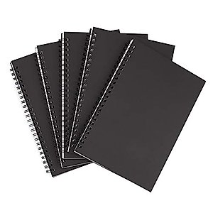 Wotion A5 Black Spiral Notebook Blank Sketchbook Unruled Journal Pack,Thick Blank Paper 50 Sheet 100 Unlined Pages 5.59“ x 8.27” 5 Pack…