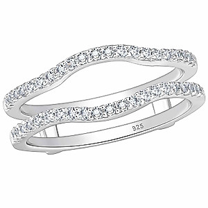 SHELOVES Curved Ring Guard Enhancer Cubic Zirconia Stack Wrap for Engagement Ring 925 Sterling Silver 7