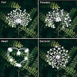 Solar Garden Lights, Firework Lights Outdoor 5 Pack 120 LED Solar Waterproof Decorative Starburst Lights Landscape Lamp 18 Hours Working Time, Decor for Courtyard Garden Christmas Party(Cool White)