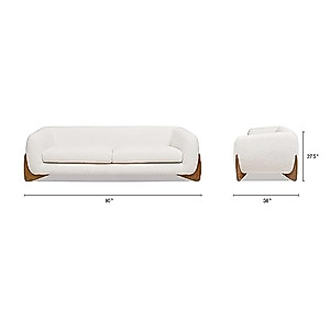 Jennifer Taylor Home Alpine 90.5" White Boucle Modern Scandinavian Minimalist Round Arm Sherpa Sofa