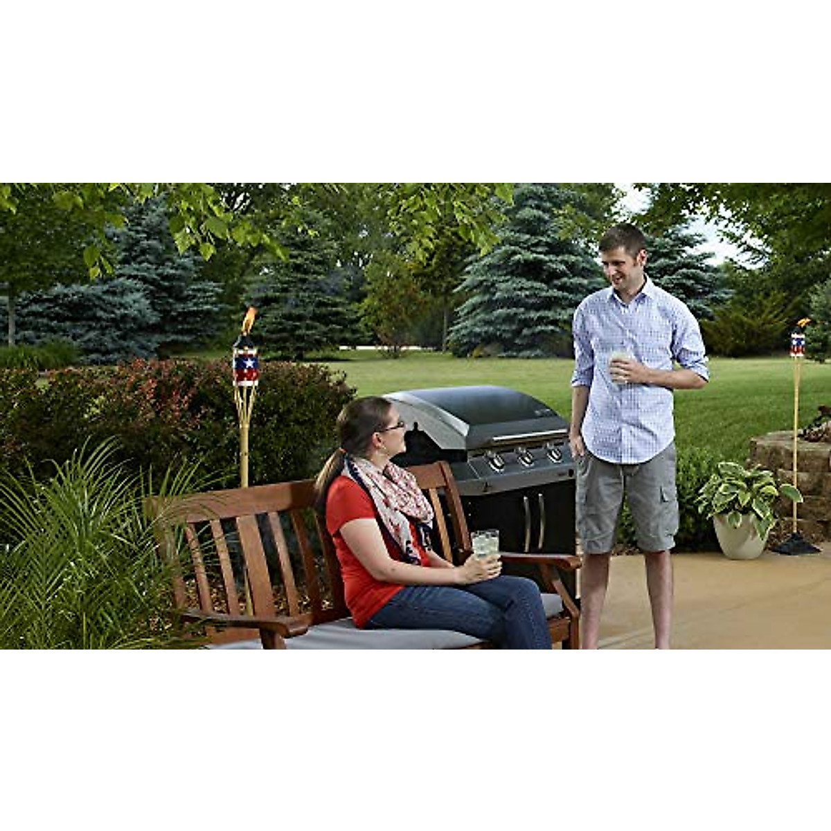 TIKI Brand Cast Iron Torch Stand, Black, 9.1L x 9.1W x 4.8H -Inches, 1312322