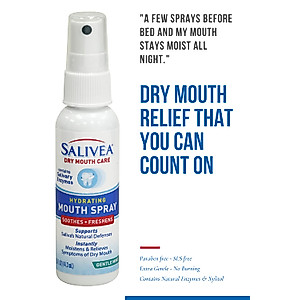 SALIVEA Extra Gentle Dry Mouth Spray - Soothing Mint Mouth Spray with Salivary Enzymes - Moisturizing Mouth Spray to Aid Dry Mouth - Supports Saliva's Natural Defenses - 250 Pumps (1.5oz Bottle)