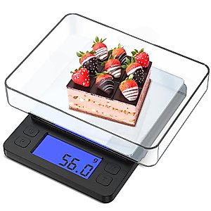 Food Kitchen Scale, Food Scales Digital Weight Grams and Oz, High Precision Digital Scale, LCD Display, with 2 Trays, Cooking, Tare Function, Baking (Black)
