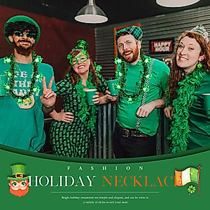 Jeairts Led St.Patrick's Day Necklace Glowing Shamrocks Necklaces with Irish Green Bracelet Lucky Clover Pendant Necklace Irish Party Costume Accessories