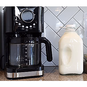 The Dairy Shoppe Glass Milk Bottle, Heavy Glass with Lid, Creamery Style (1, Half Gallon)