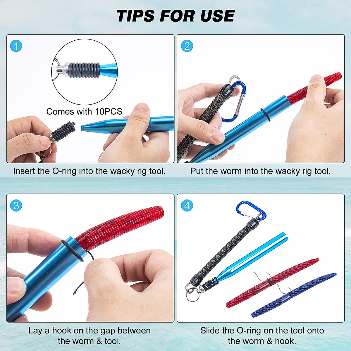 Goture 143PCS Wacky Worm Fishing Lure Kit, Bass Fishing Wacky Rig Kit, Wacky Rig Tool Kit with Soft Plastics Lures, Wacky Rig Tool, O-Rings, Worm Hooks, Drop Shot Hooks, Beads, Weights, Tackle Box