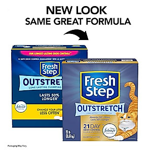 Fresh Step Outstretch Long Lasting Clumping Litter With Febreze Freshness, Activated Charcoal Litter Lasts 50% Longer, 19 lb. Box