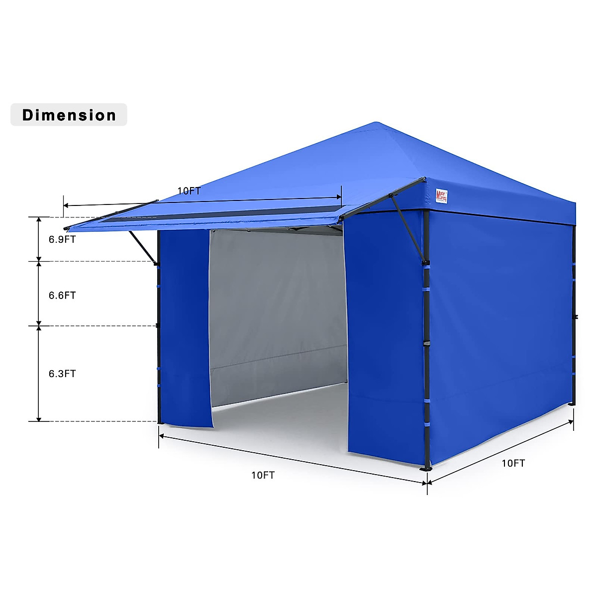 MASTERCANOPY Pop up 10x10 Canopy Tent with Awning and Sidewalls, Blue