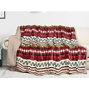 Catalonia Christmas Sherpa Throw Blanket, Xmas Theme Throws for Couch Bed, Plush Blanket | Super Soft, Warm, Fluffy, Comfy, 90x90 inches |