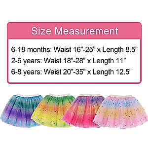 Girls Tutu Skirt 2 Pack Tutus for Girls Rainbow Ballet Tutu Toddler Tutu Skirt for 6-18 Months, Pink+Purple