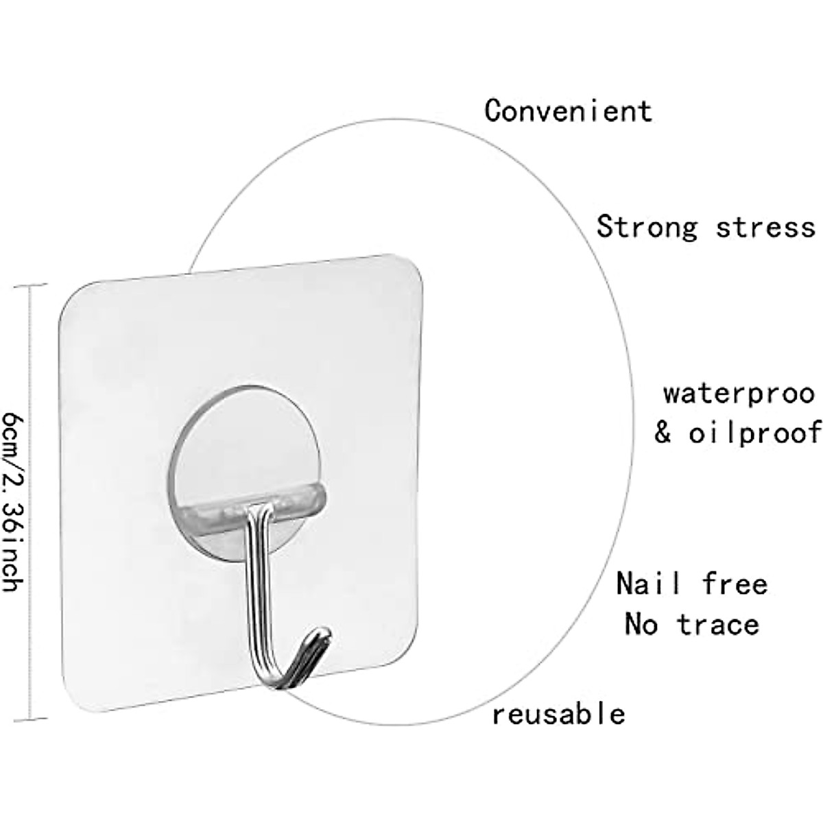 30 Packs Adhesive Wall Hooks Strong 11 lbs/ 5 kg Seamless Clear Transparent Hooks for Towel Loofah Bathrobe Coats Hanger Clearly Waterproof Hooks