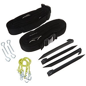 Park & Sun Sports Adjustable Outdoor Volleyball Boundary Webbing with Ground Stakes: 2" Wide Court Line Marker, Black (BC-WEB-2A)