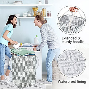 Letensh Laundry Baskets 2 Pack, 75L Foldable Laundry Hampers with Mesh Laundry Bag, Waterproof Dirty Clothes Hamper Organizer Freestanding Tall Laundry Bin with Handles for Laundry Room, Bedroom, Dorm