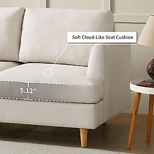 Busaurus Loveseat Sofa 56", Small Couches for Small Spaces, Mid Century Love Seat Couches for Living Room, Upholstered 2-Seater Small Couch for Bedroom, Apartment, Beige