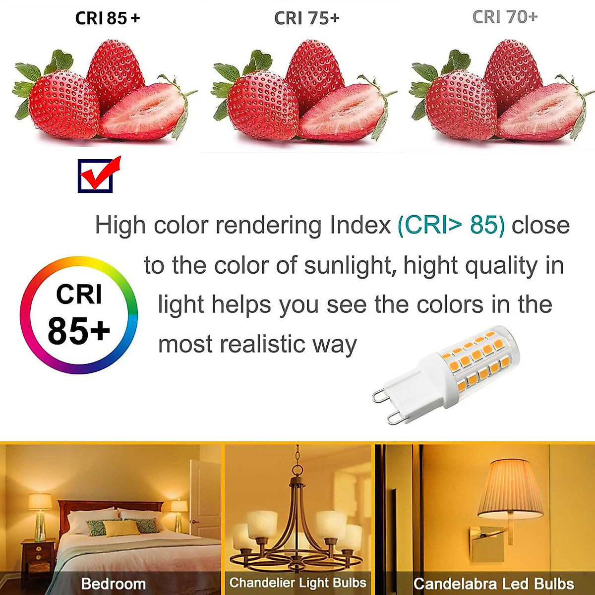 G9 LED Bulb Warm White Non-dimmable, 400Lumens 4W G9 Light Bulbs 40W Halogen G9 Bulb Equivalent,120V T4 Pin Base JC Type for Chandelier, 5 pack