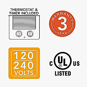 Cadet Com-Pak Bath Electric Wall Heater Complete Unit with Thermostat and Timer (Model: CBC103TW, Part: 65101), 3415 BTU, 240/120 Volt, 1000 Watt, White