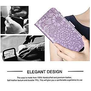 Amnirk iPhone 13 Wallet Case, PU Leather Flip Folio Case [Hand Strap] [3-Slots] Card Holders Pocket for iPhone 13 (Light Purple)