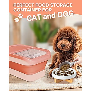 DDMOMMY 10-13 Lbs Dog Food Storage Container, Collapsible Dog Food Container with Sliding Lid, Scoop and Silicone Dog Bowl, Pet Food Storage Containers Dry Food for Dog, Cats and Other Pets (Red)