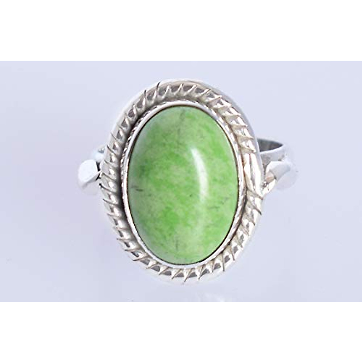 Ravishing Impressions Green Gaspeite Bridal-Wedding Unique Beautiful 925 Sterling Silver Women's Ring
