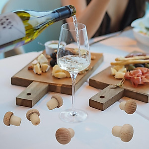 Wine Bottle Corks Mushroom T Shaped Cork Plugs for Wine Cork Wine Stopper Reusable Wine Corks Wooden and Rubber Bottle Stoppers (8, L)