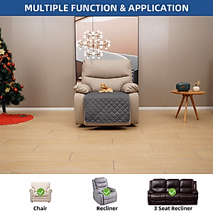 Eismodra Waterproof Recliner Chair Covers for Reclining Couch Slipcovers Seat Cushion,Anti-Slip Sofa Cover for Dogs Pets Furniture Protector Washable,Gray 23 x 35 inches (Only 1 Piece)