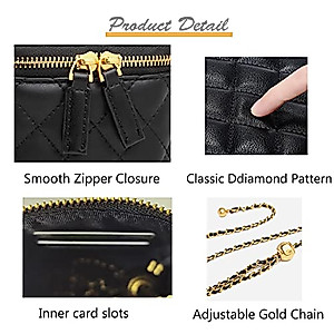 Dboar Women Mini Quilted Purses, Small Crossbody Black Shoulder bag, Trendy Clutch with Chain Strap Leather (Mini, Black)