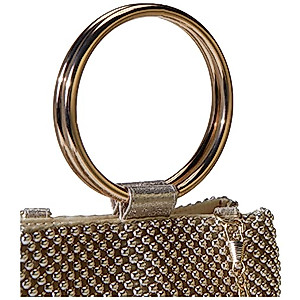 Jessica McClintock womens Jessica Mcclintock Gwen Ball Mesh Ring Wristlet Pouch Clutch Evening Bag, Gold, One Size US