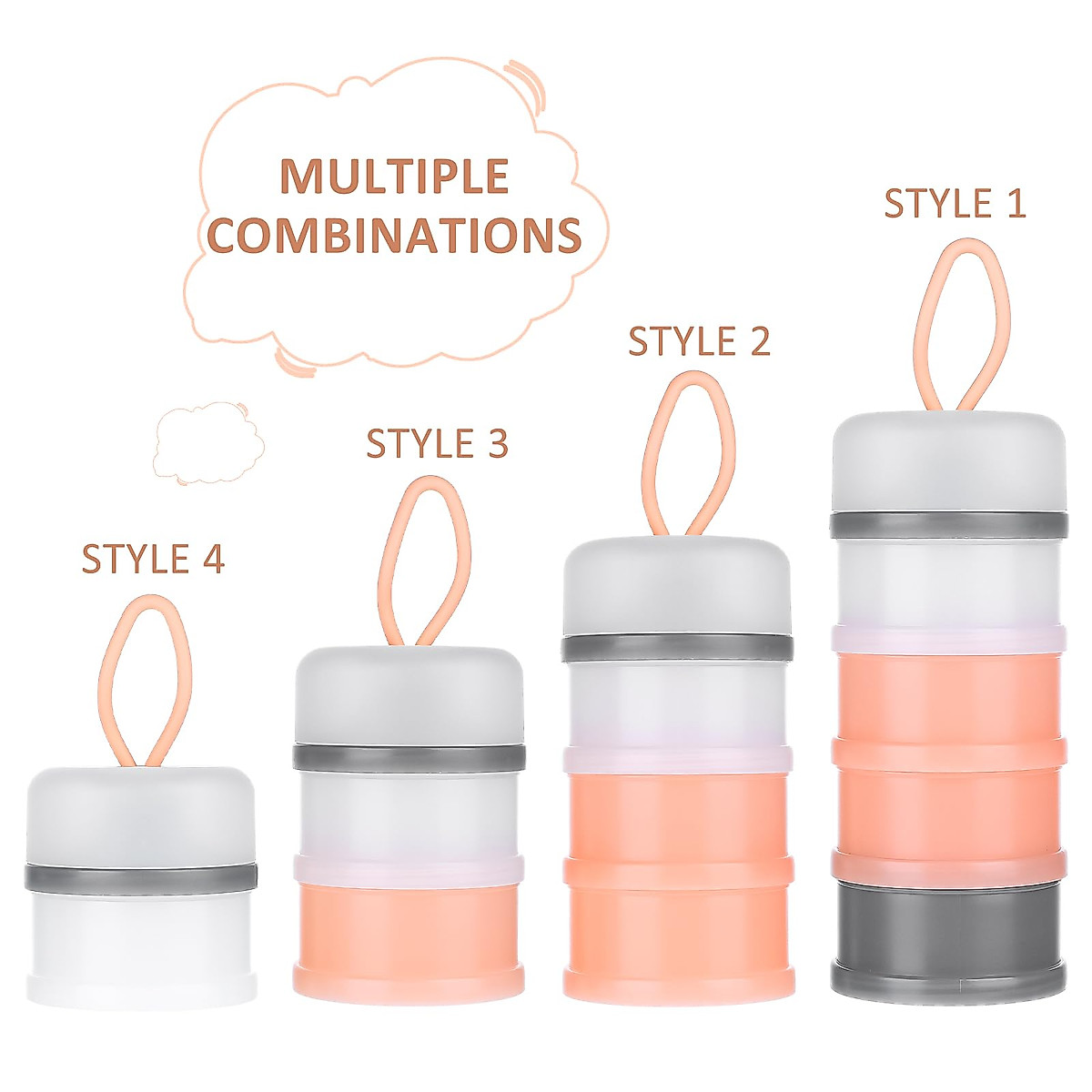 2 Pcs Protein Powder Container, 4 Stackable Leakproof Protein Powder Dispenser, Portable Keychain Protein Powder Container for Workout, Fitness, Travel (Pink, Blue)