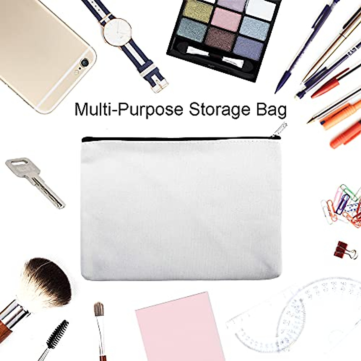 Muka 12 Pack Plain DIY Canvas Bag White Pouch for Painting 6-3/4 x 4-3/4 Inches Cosmetic Bag