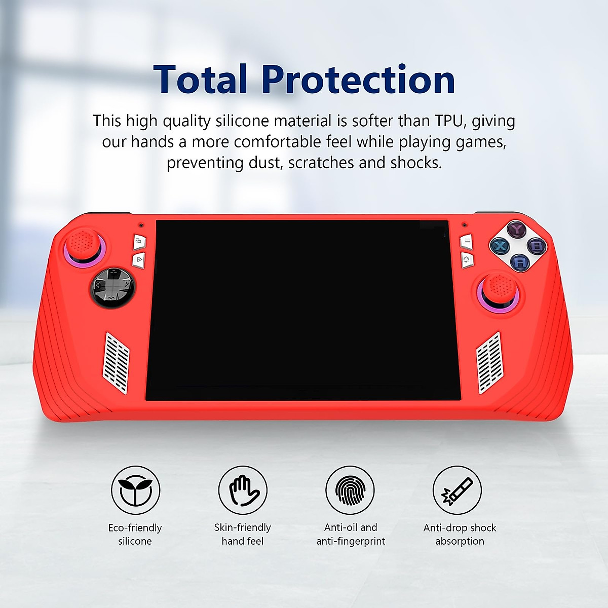 Silicone Case Protective Sleeve for ROG Ally, Soft Cover Protector for Rog Ally Game Console Drop-Proof Case with Full Protection (Red)