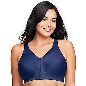 Glamorise Full Figure Plus Size MagicLift Front-Closure Posture Back Bra Wirefree #1265 Blue 40K
