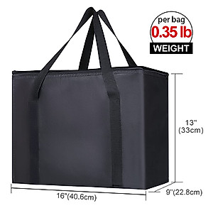 Bodaon Insulated Food Delivery Bag, X-Large Insulated Reusable Grocery Bags with Zippered Top, Cooler Bags for Travel/Camping, Catering Shopping Bag for Groceries, Thermal Bags for Cold and Hot Food