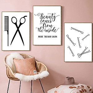 Hair Salon Wall Art Beauty Salon Pictures Wall Decor Fashion Canvas Art Beauty Shop Wall Art Modern Prints Vanity Wall Painting for Beauty Room Poster Makeup Wall Art Hairstylist Beautician /Unframed
