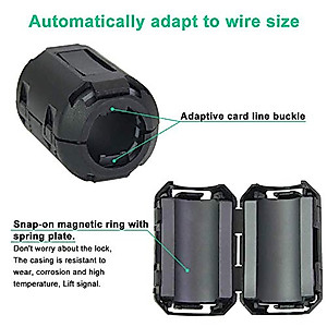 XShine Pack of 20 Clip-on Ferrite Ring Core Black RFI EMI Noise Suppressor Cable Clip for 5mm/7mm/9mm/13mm Diameter Cable