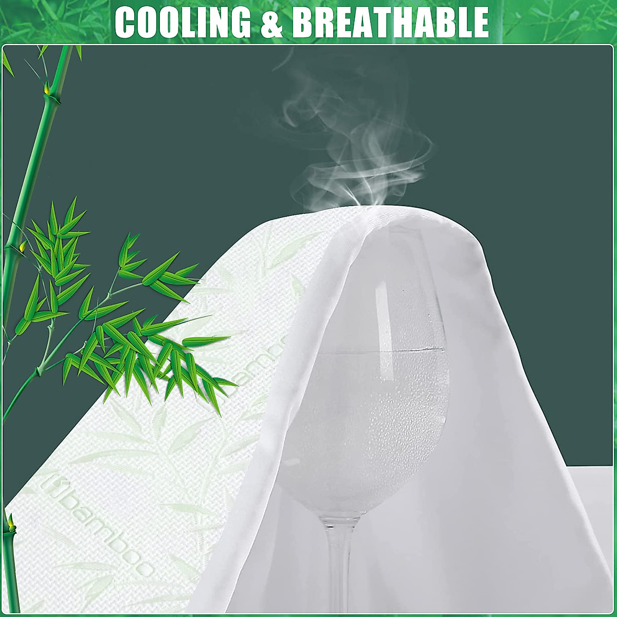 JamRest Waterproof Mattress Protector Queen Size, Viscose Cooling Breathable Mattress Cover, Fitted Deep Pocket Mattress Pad Cover Stretches up to 22 Inches, Noiseless Soft Bed Cover