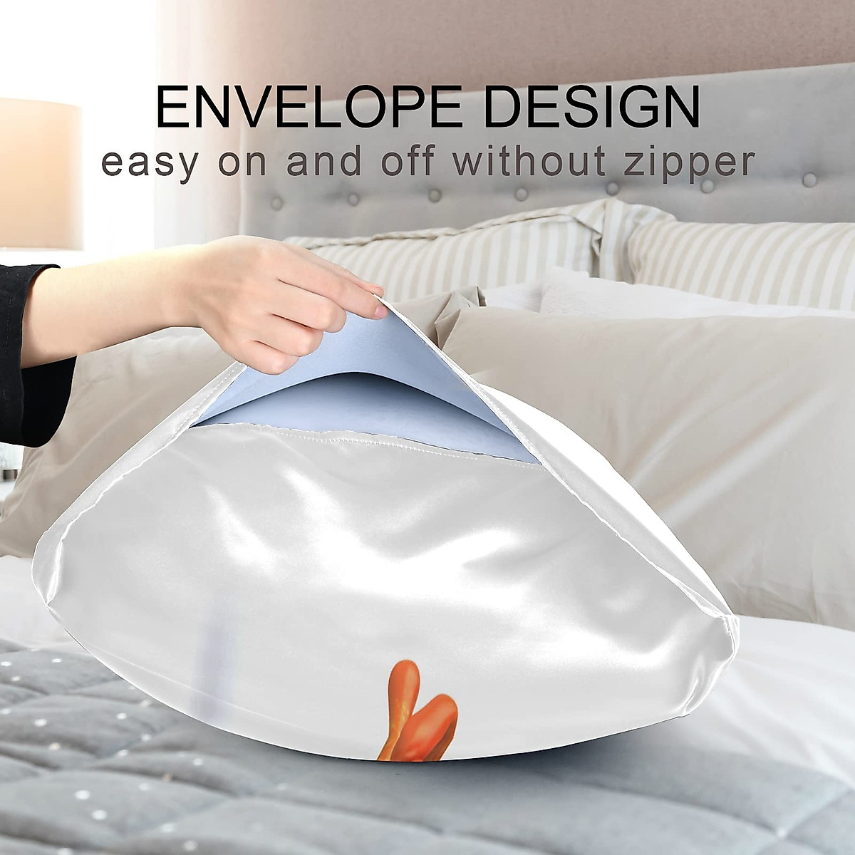 Oyihfvs Funny Cute Green Frog Sitting Wearing a White T-Shirt Sunglasses Silky Satin Pillowcase for Hair and Skin, Soft Bed Pillow Cover, Decorative Silk Pillow Cases, Standard Size 20x26 inches