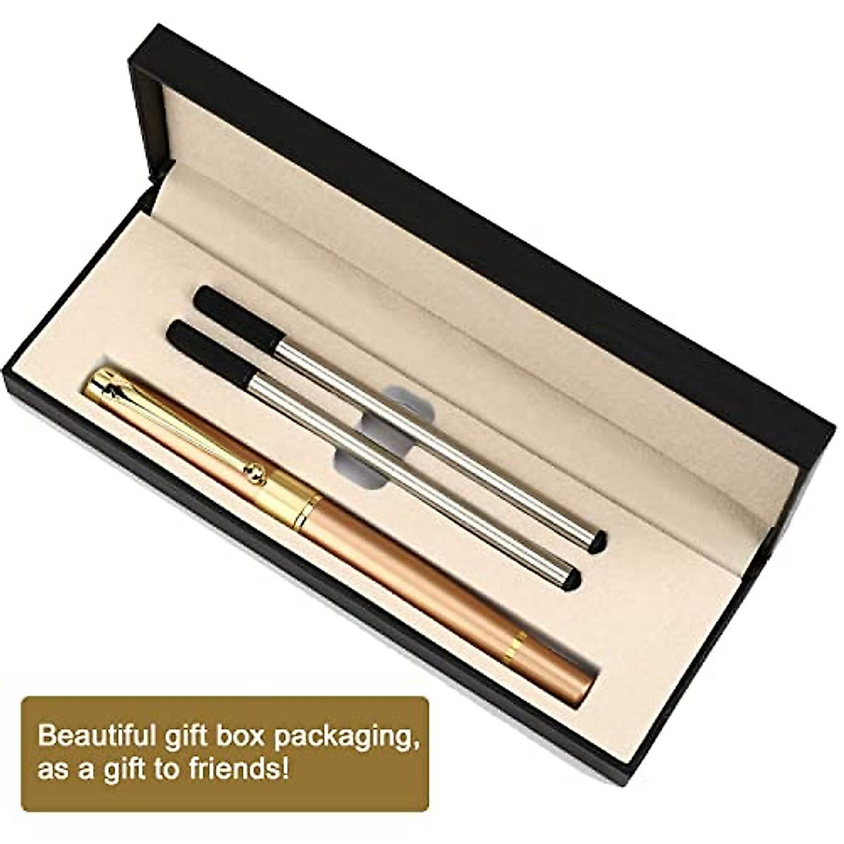 1314 Free Engraving pen Personalized custom pens Roller Ballpen, rose gold Ballpoint pen, Ball pen, Medium Refill Pen Black Ink, Custom Gifts for Men, Women, Classy Gift Box (rose gold Style 1)
