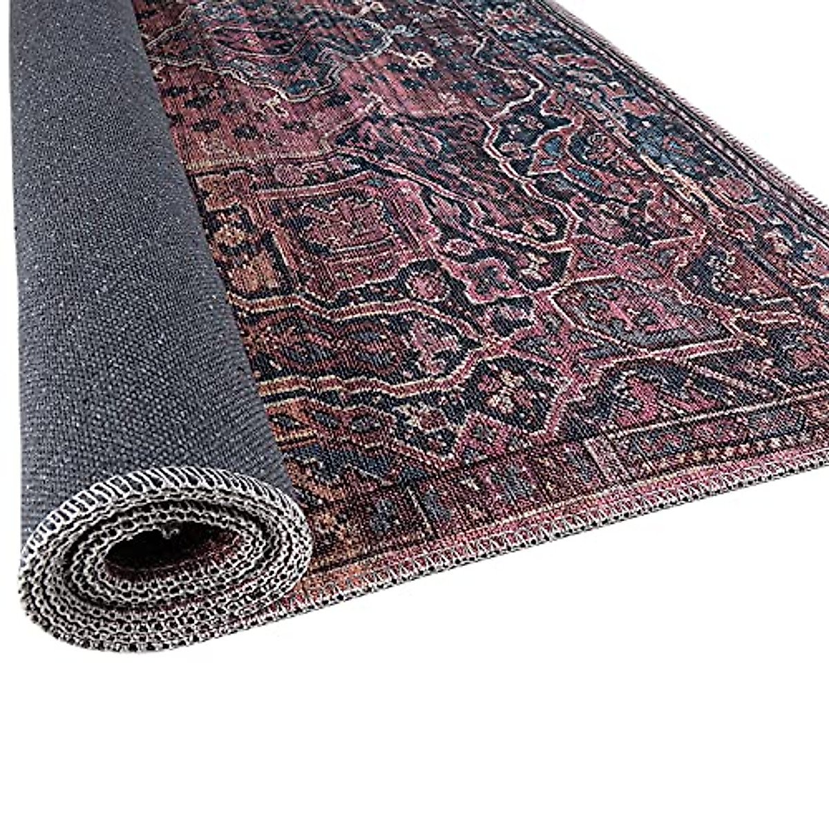 Rugs.com Maahru Collection Washable Rug Rust Red Low-Pile Rug Perfect for Living Rooms, Kitchens, Entryways, 3 ft 3 Square
