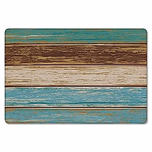 Xback 2 Pieces Kitchen Rugs and Mats Set Waterproof Non-Slip Mat Magnificent Ocean Coastal City Night Dreamy Blue Sky Clouds PVC Leather Floor Mats Runner Rug Comfort Standing Mat for Dinning Room