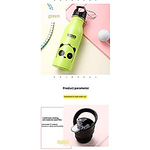 Water Bottle Kids, Animals, Stainless Steel Water Bottles, Kids Metal Canteen, for School, Sport, Easy to Use, Reusable, Spill Proof, Keeps Cold for Hours, Collectibles (Green - Panda)