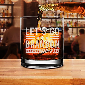 NeeNoNex Let's Go Brandon - Laser Engraved Whiskey Glass Funny and Sarcastic Design for Republicans Conservative Gift